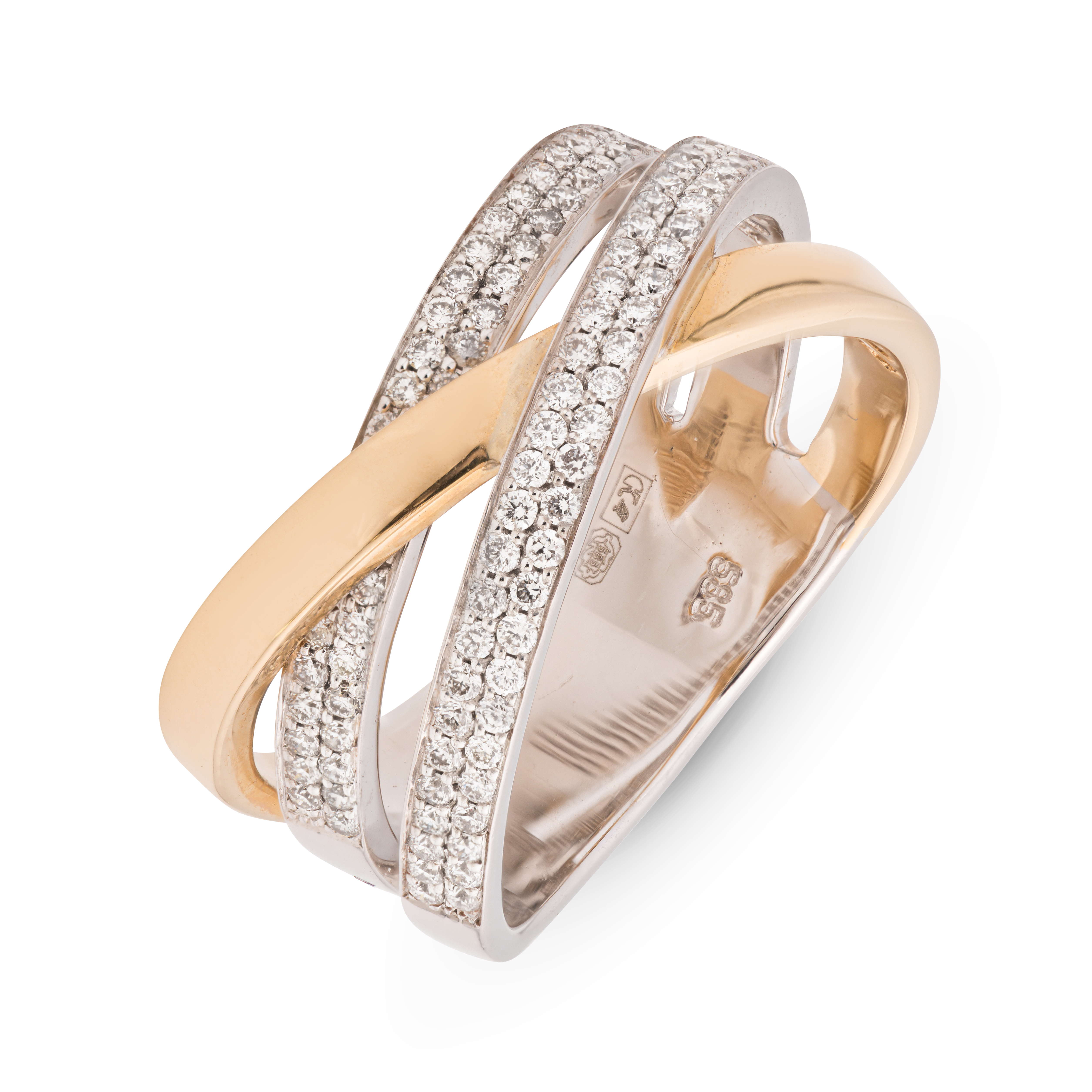 Lot 445 - 14K Gold ‘Crossover’ Eternity Ring with