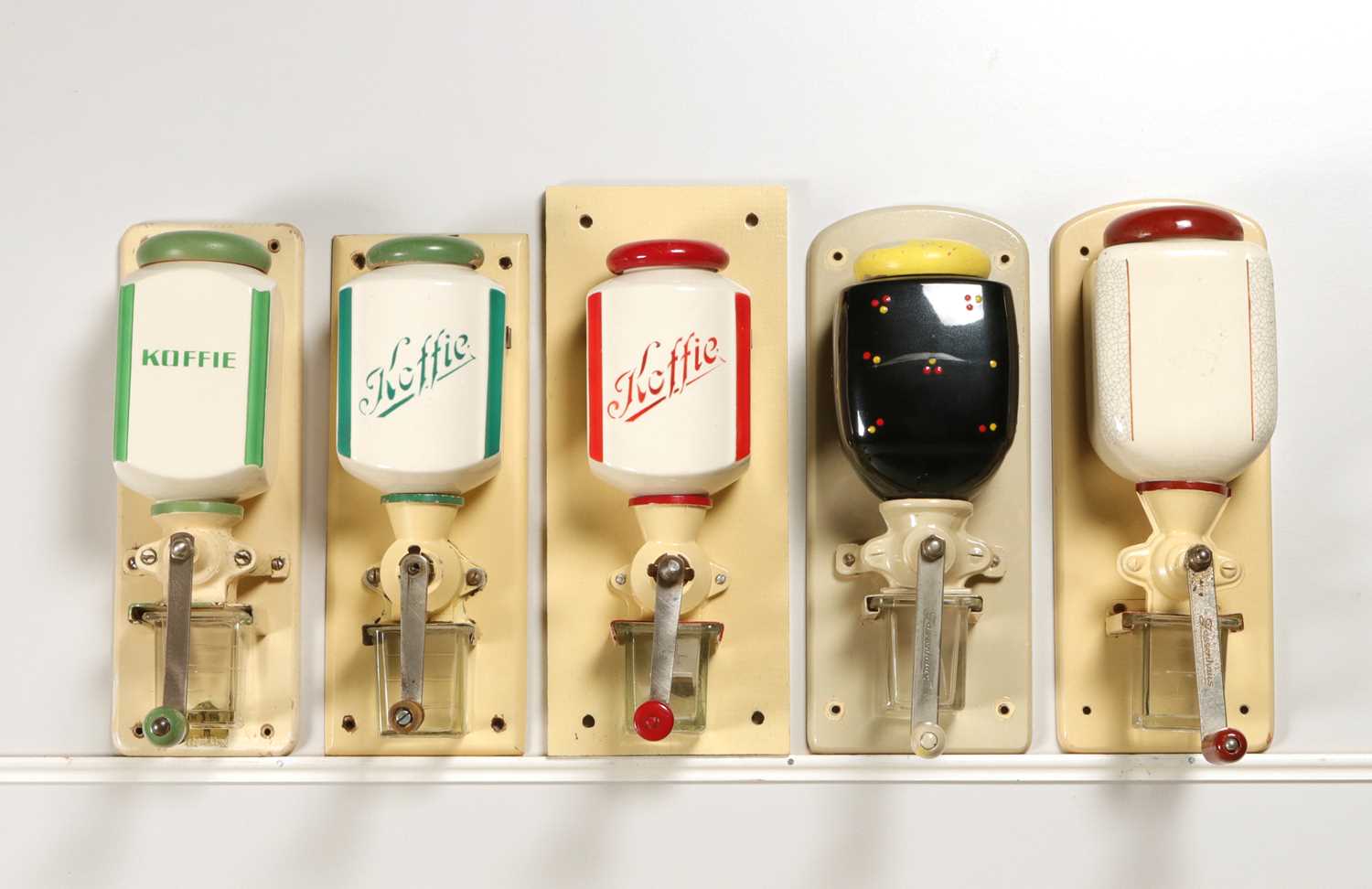 Lot 44 - Nine Wall Mounted Coffee Grinders