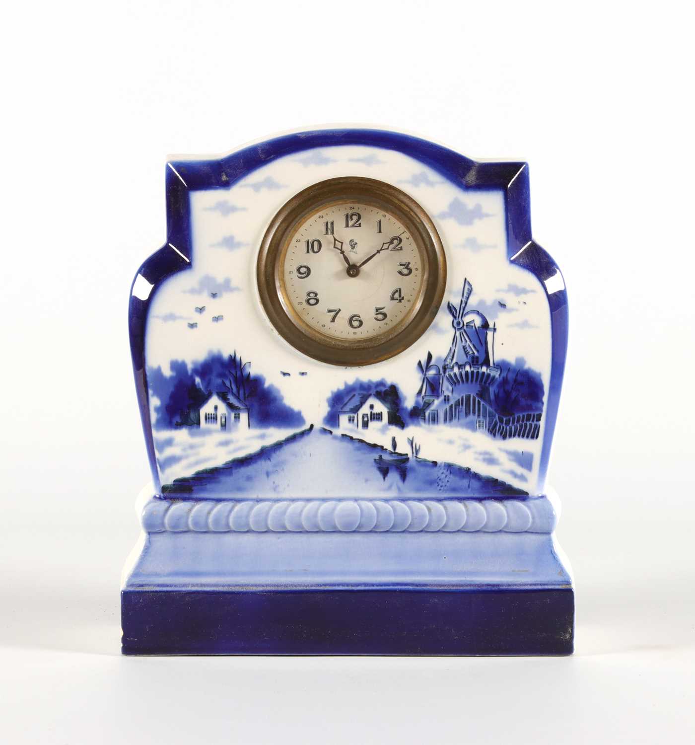 Lot 842 - A Blue Delft Ceramic Mantel Clock